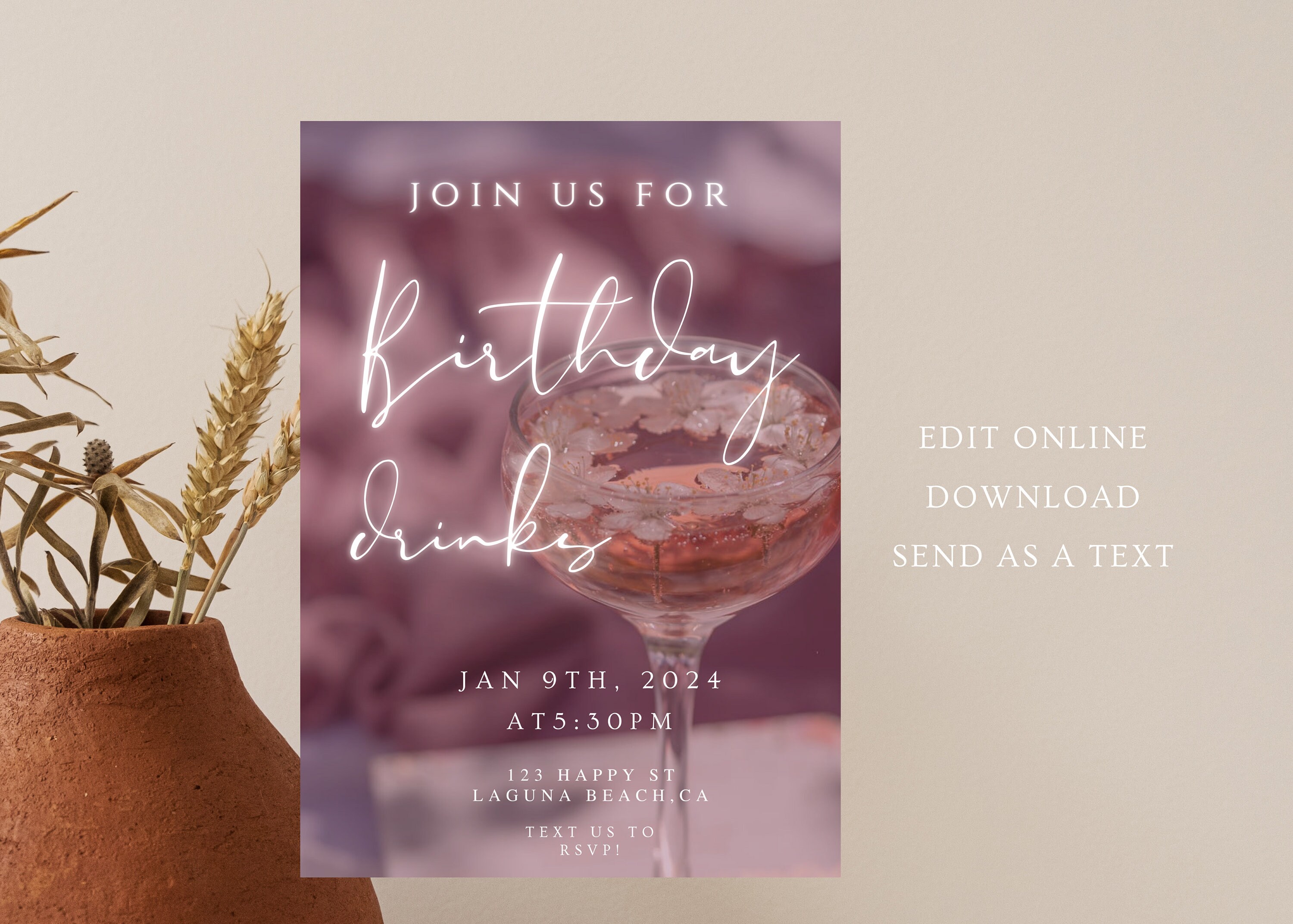 Birthday Dinner Invitation, Birthday Invitation for Women, Dinner Party ...