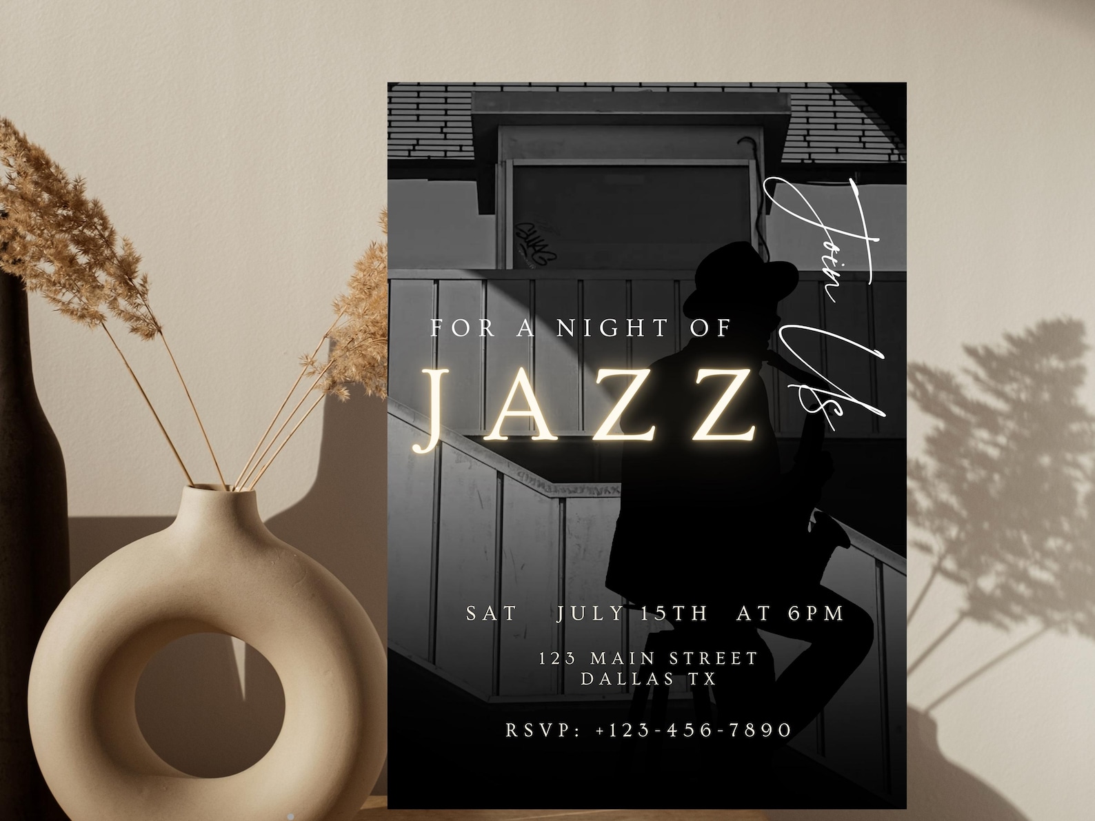 Jazz Music Flyer Template, Jazz Night Invitation, Jazz Evening Invite ...