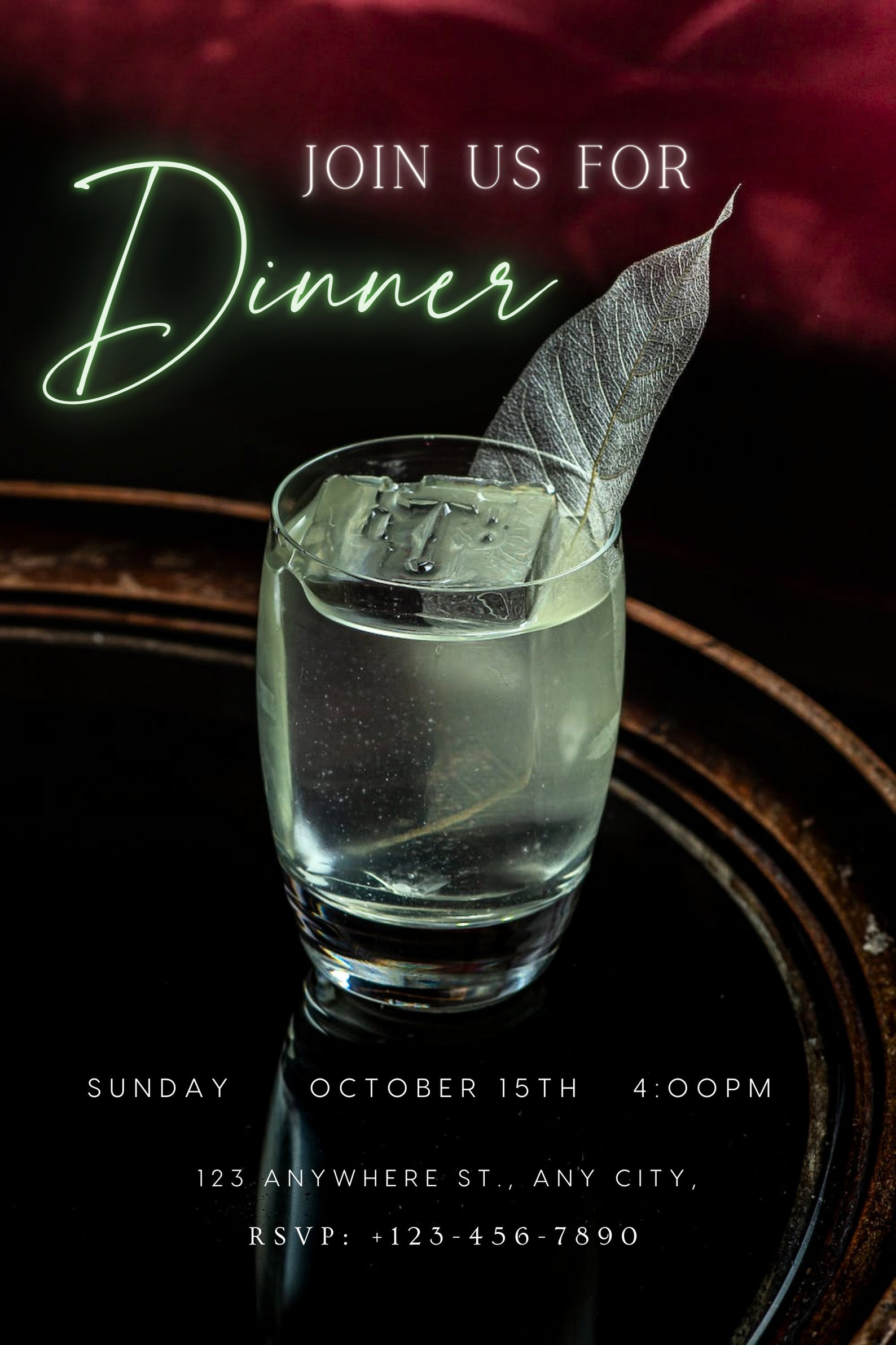 Elegant Dinner Invitation, Dinner Party Invitation, Invitation Template ...