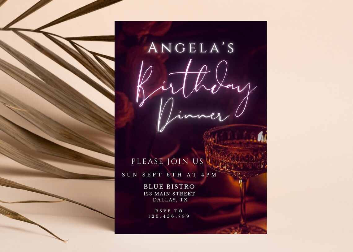 Birthday Dinner Invitation, Dinner Party Invitation, Dinner Invitation ...