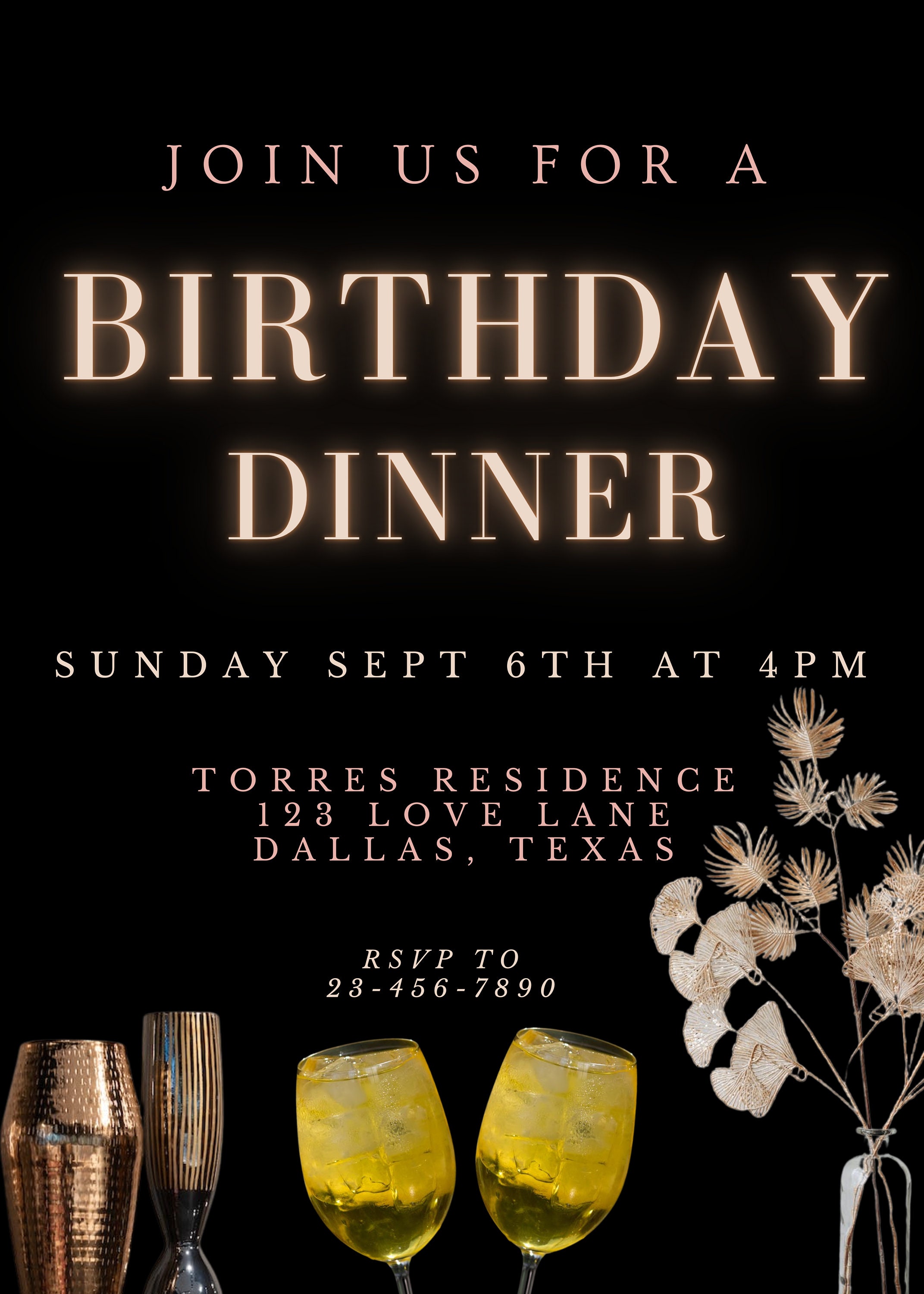 Birthday Dinner Invitation, Birthday Dinner Invite, Birthday Dinner ...