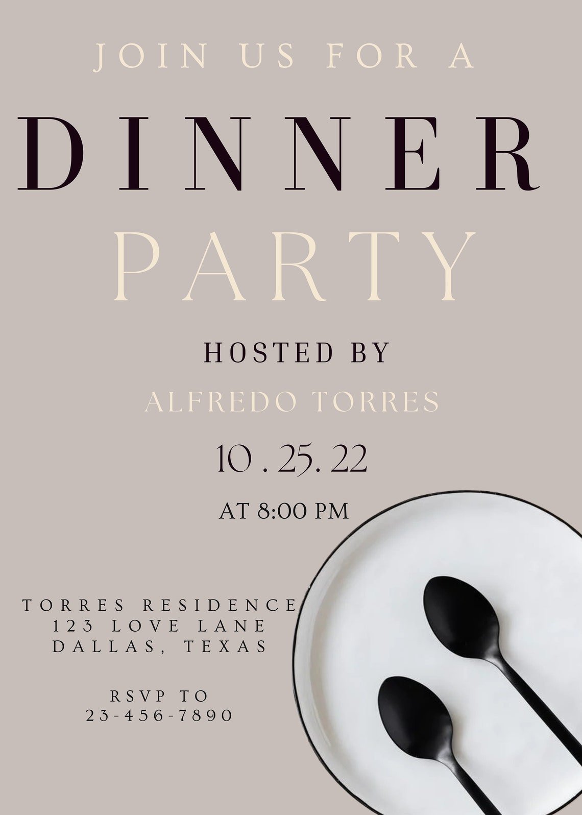 Digital Dinner Party Invitation, Dinner Party Invitation Template ...