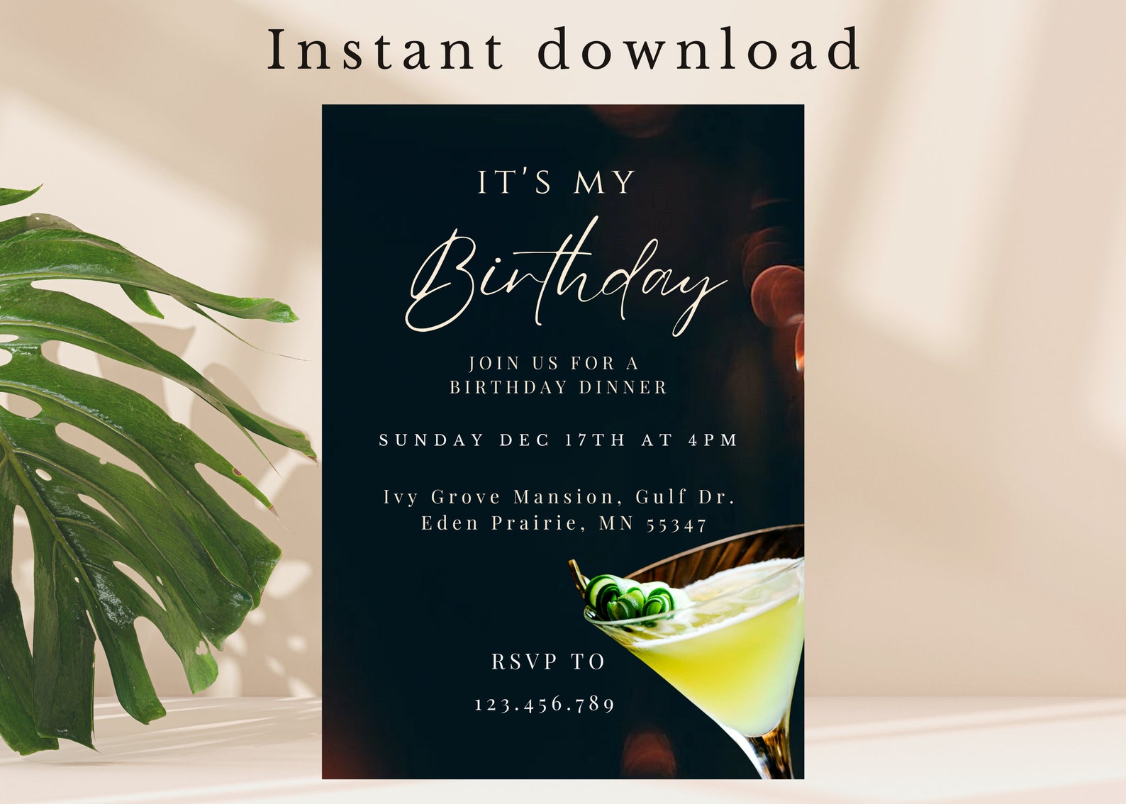 Elegant Birthday Dinner Invitation: Editable Template (PDF) - Etsy