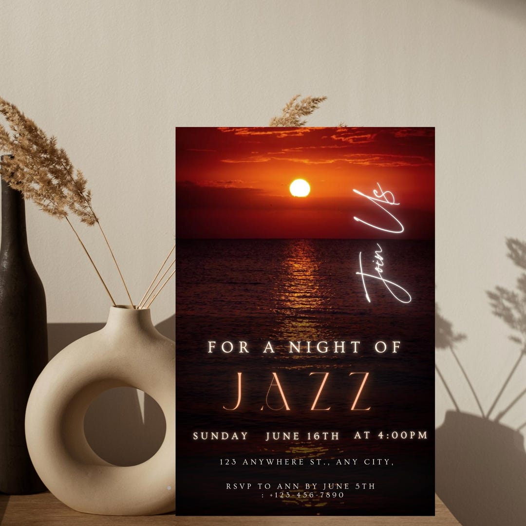 Jazz Night Invitation: Sunset Dinner Party Invite (canva Template) - Etsy