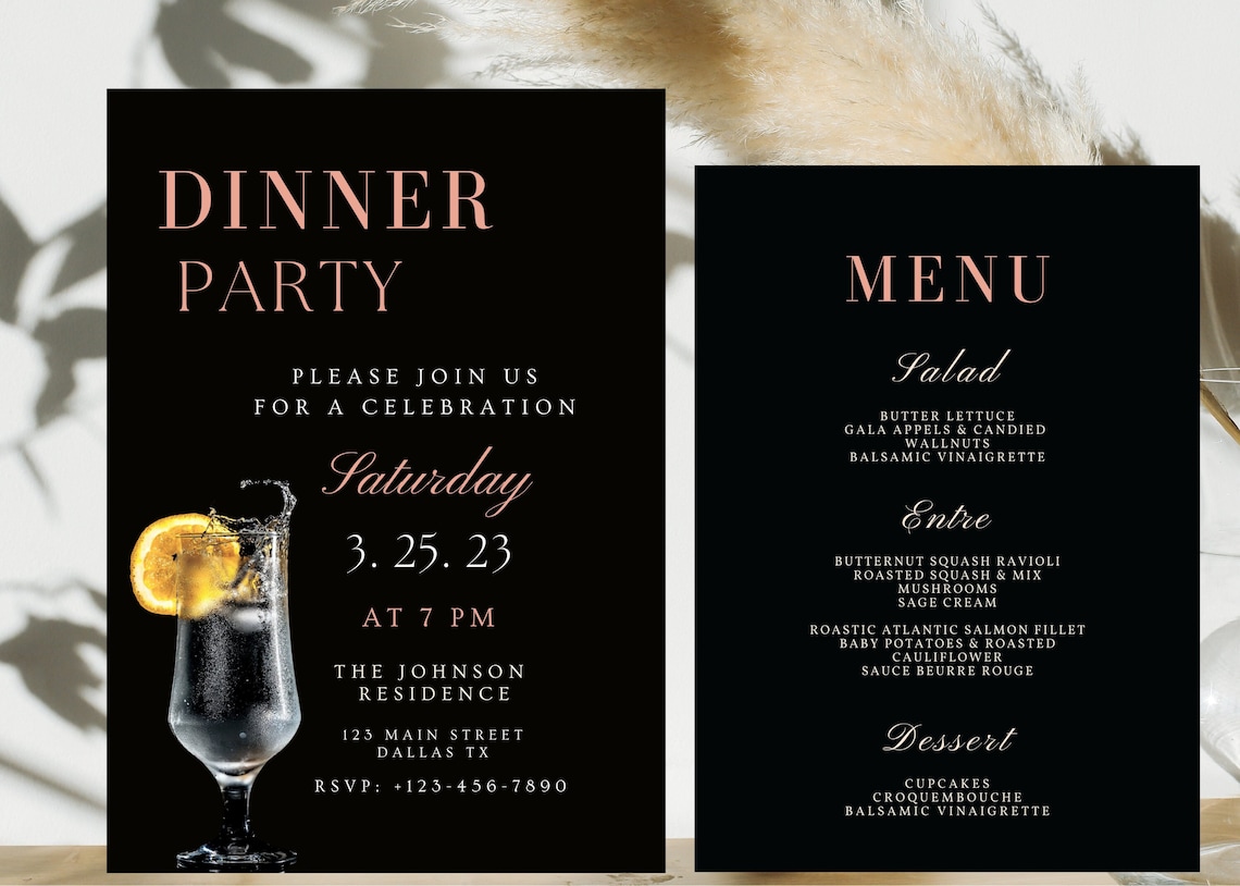 Elegant Dinner Party Invitation Template (digital Download) - Etsy