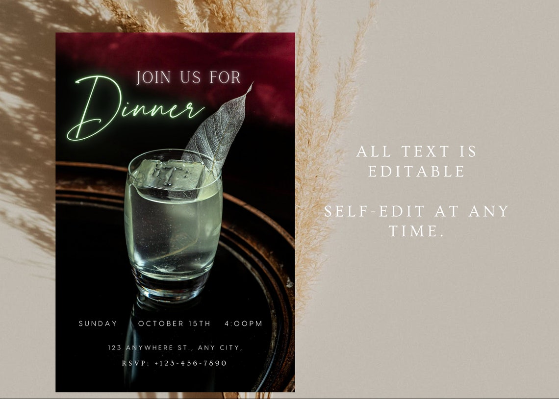 Elegant Dinner Invitation, Dinner Party Invitation, Invitation Template ...