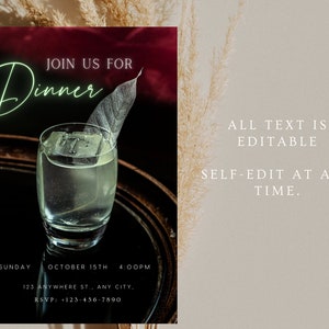 Elegant Dinner Invitation, Dinner Party Invitation, Invitation Template ...