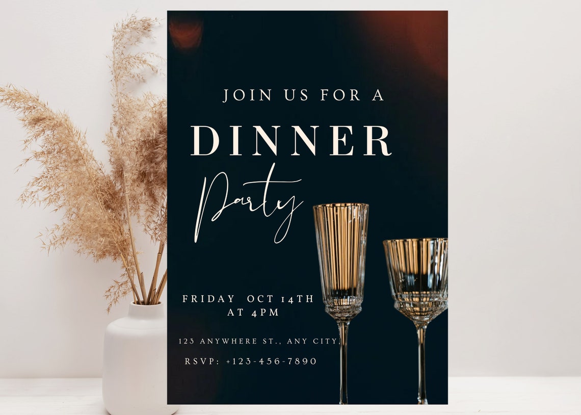 Dinner Party Invitation, Elegant Dinner Party Invite, Dinner Party ...