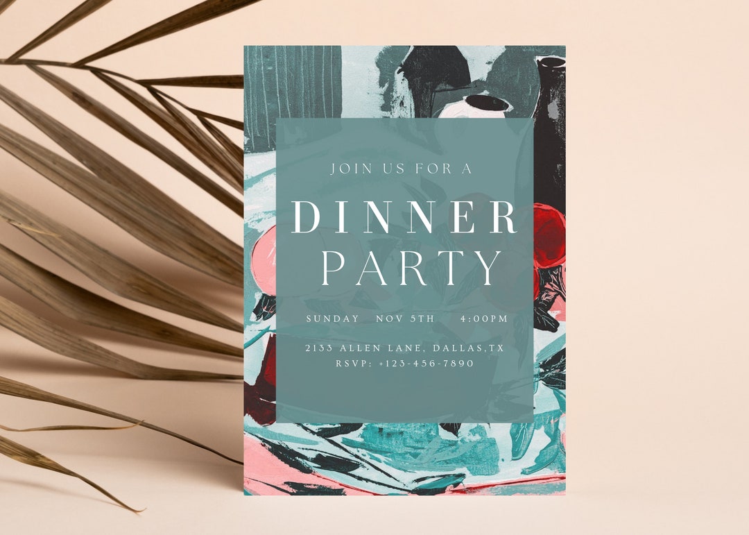 Dinner Party Invitation, Digital Dinner Invitation , Dinner Party Evite ...