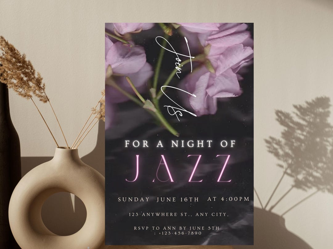 Jazz Music Flyer Template, Jazz Night Invitation, Jazz Evening Invite ...