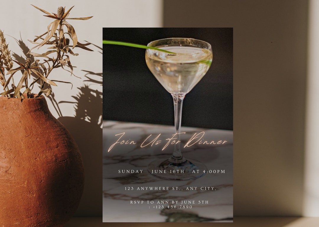 Elegant Dinner Invitation, Dinner Party Invitation, Dinner Invitation ...