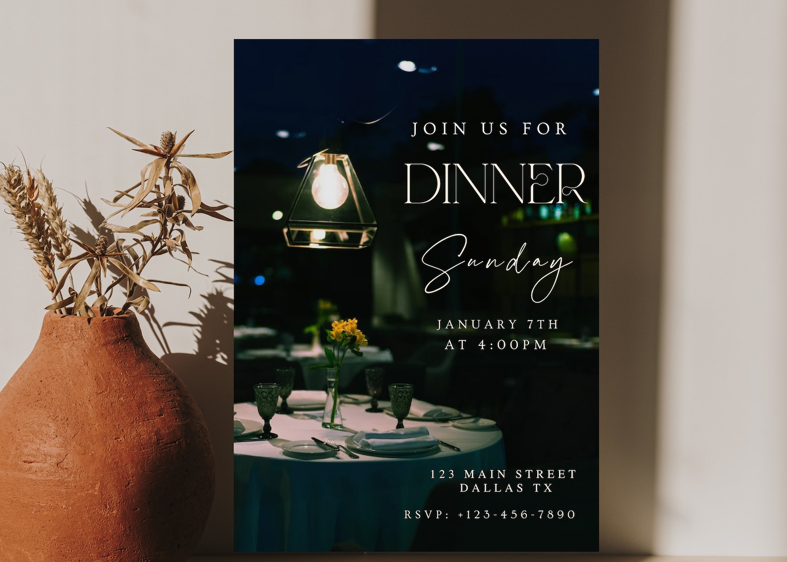 Dinner Party Invitation, Digital Dinner Invitation , Elegant Dinner ...