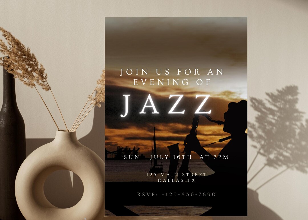 Jazz Night Invitation, Jazz Invitation Flyer, Jazz Invitation Template ...
