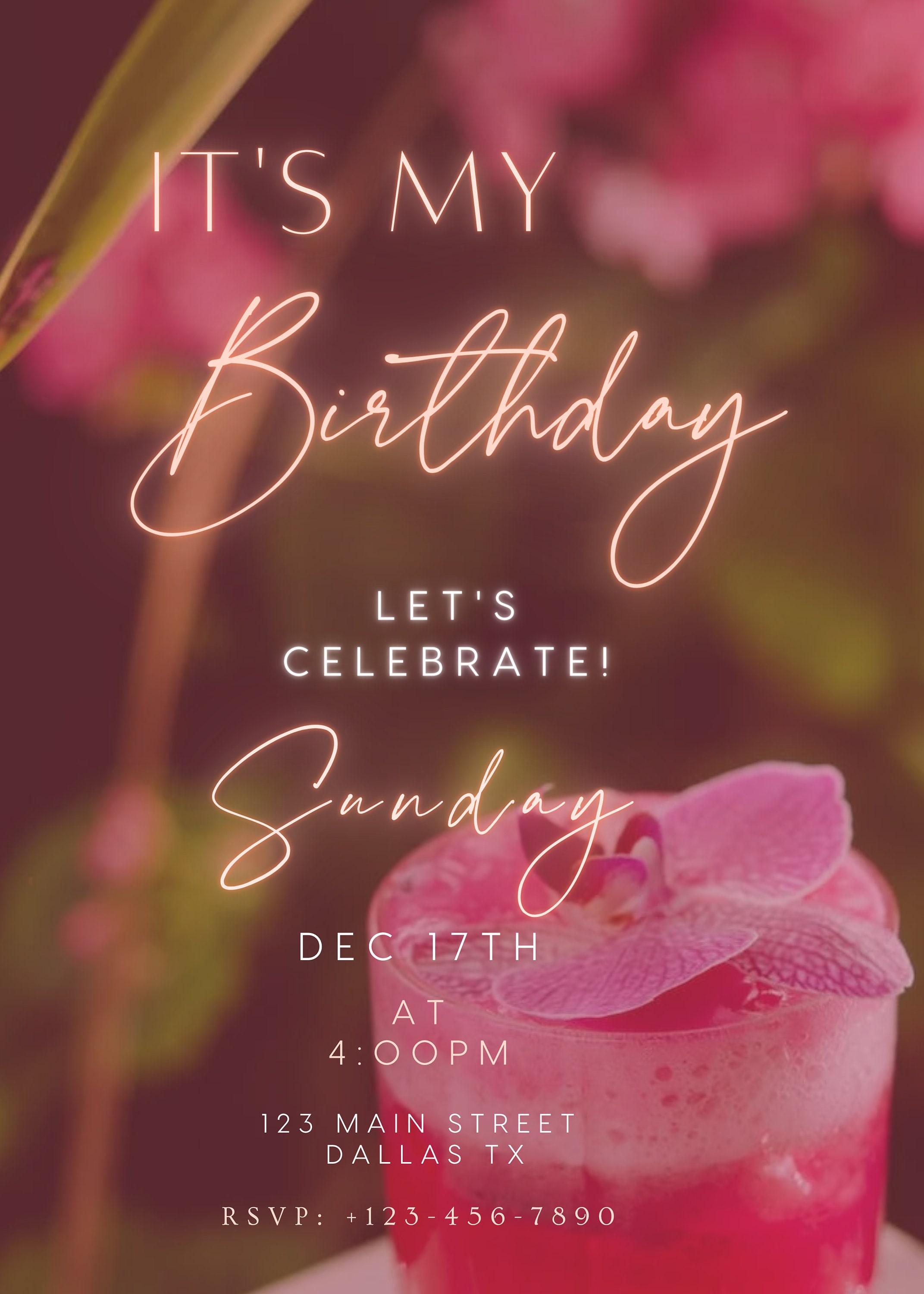 Birthday Invitation for Women, Birthday Dinner Invitation, Birthday ...