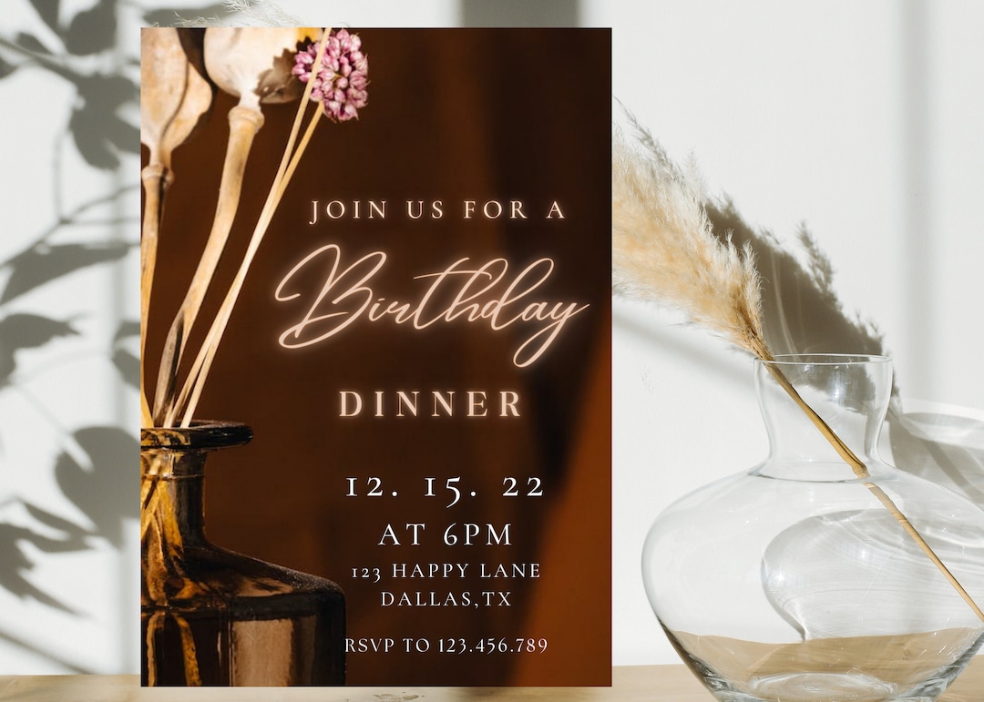 Elegant Birthday Dinner Invitation Template (digital Download) - Etsy