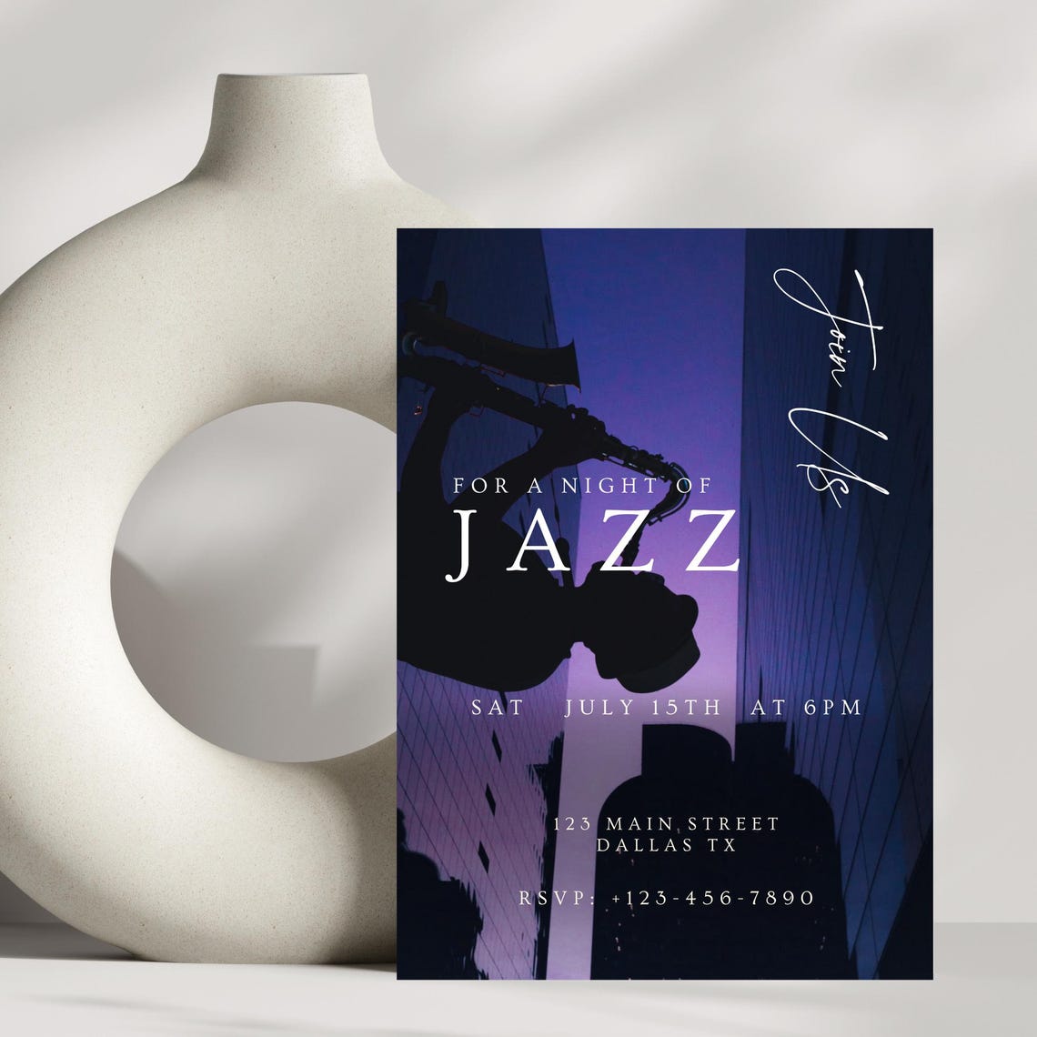 Jazz Night Flyer Template: Editable Dinner Party Invitation (digital ...