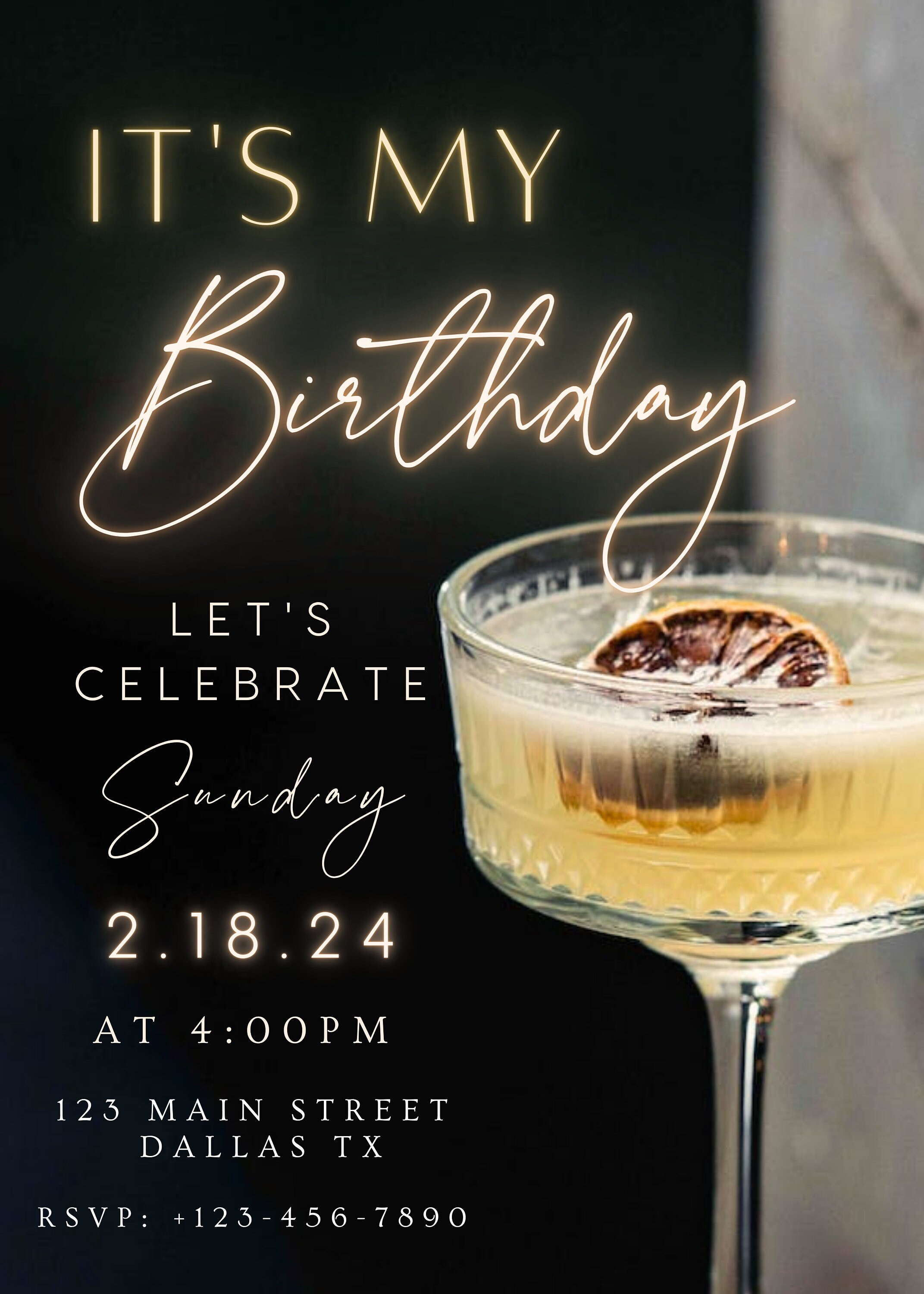 Birthday Invitation Template Birthday Dinner Invitation Digital Invitation Adult Birthday Etsy