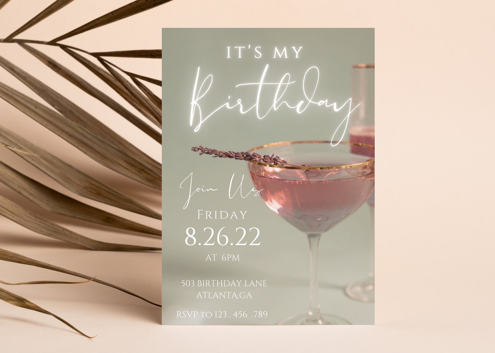 Birthday Dinner Invitation, Cocktail Birthday Invitation, Dinner Party ...