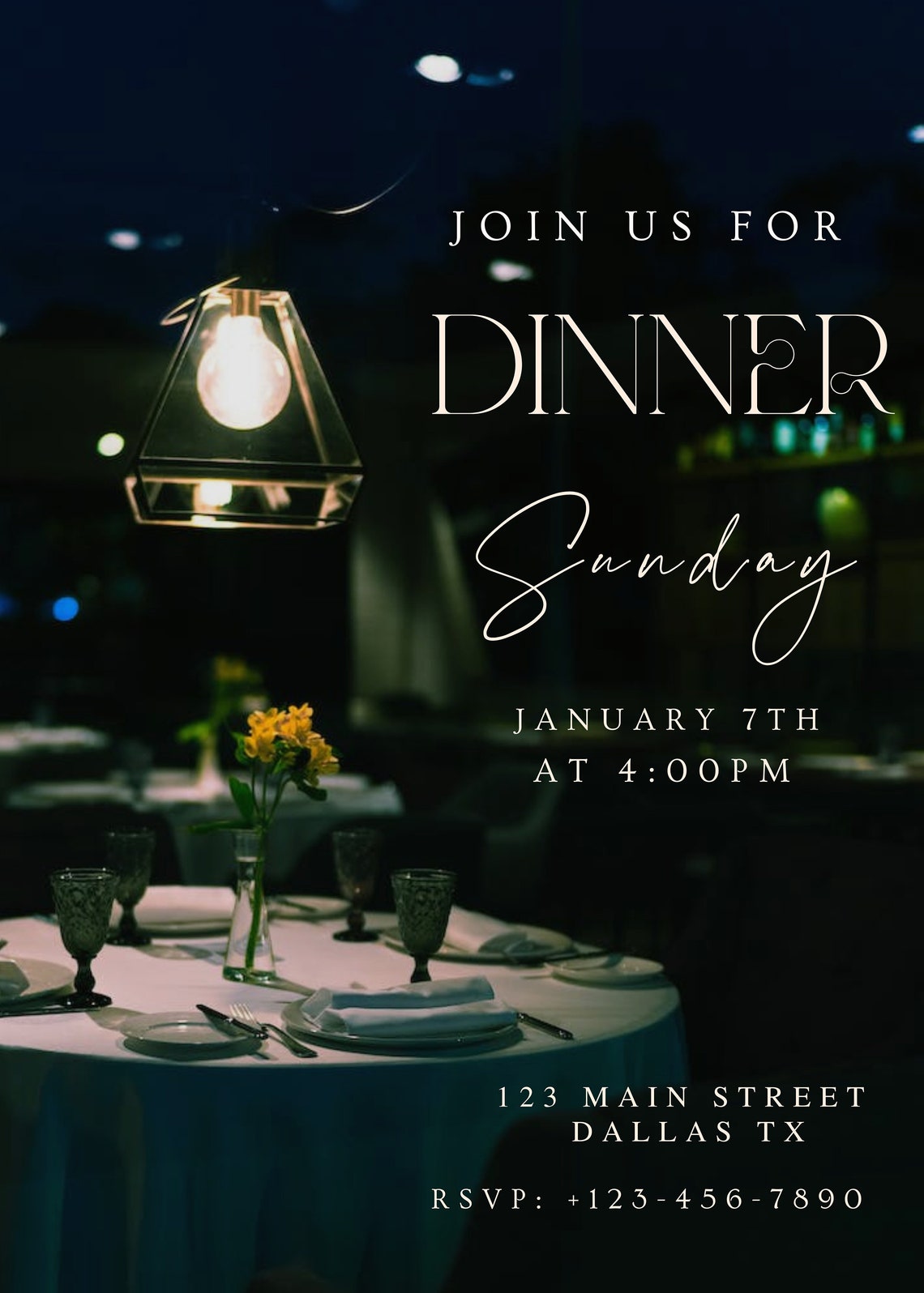Dinner Party Invitation, Digital Dinner Invitation , Elegant Dinner ...