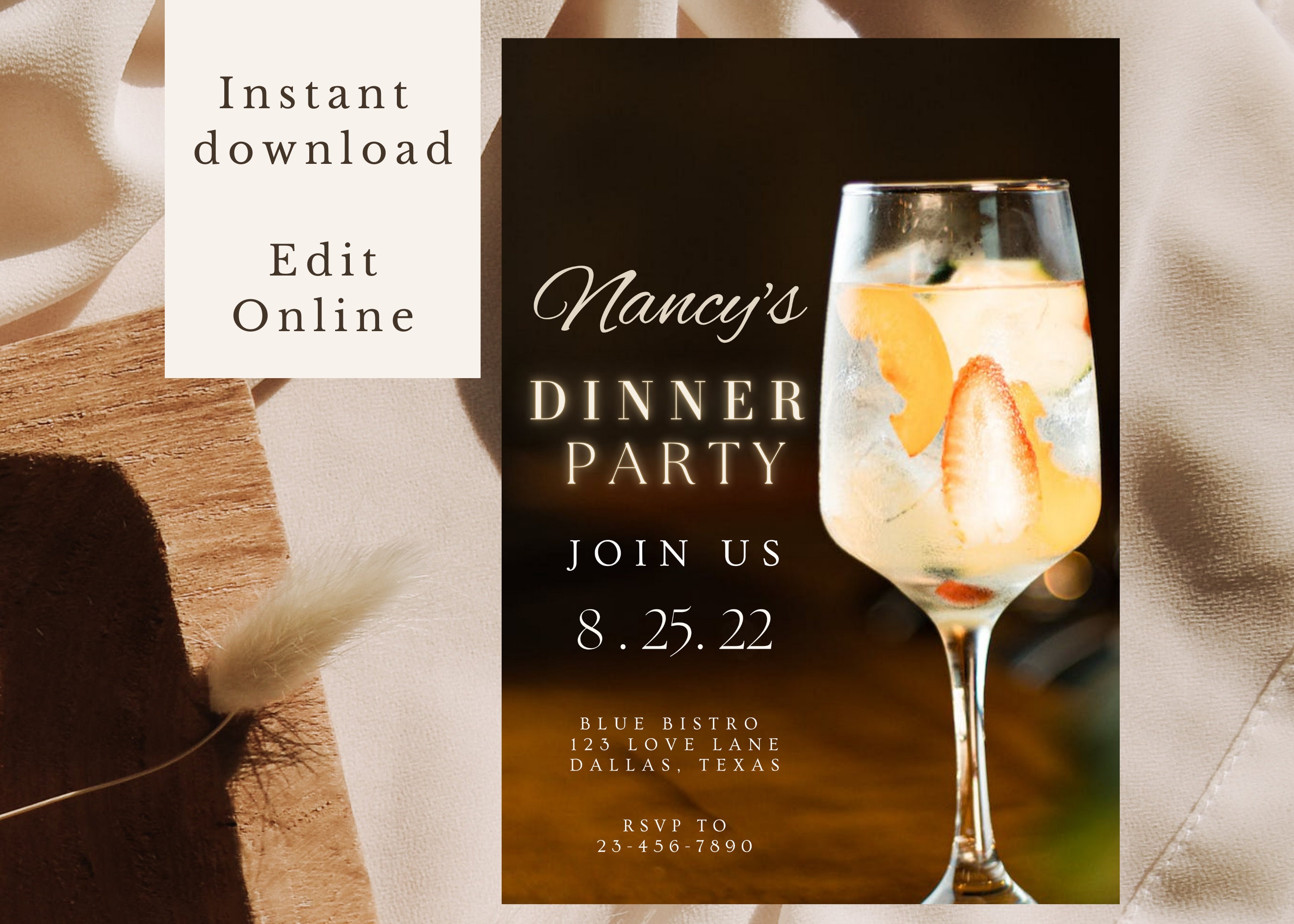 Elegant Dinner Party Invitation Template (digital Download) - Etsy