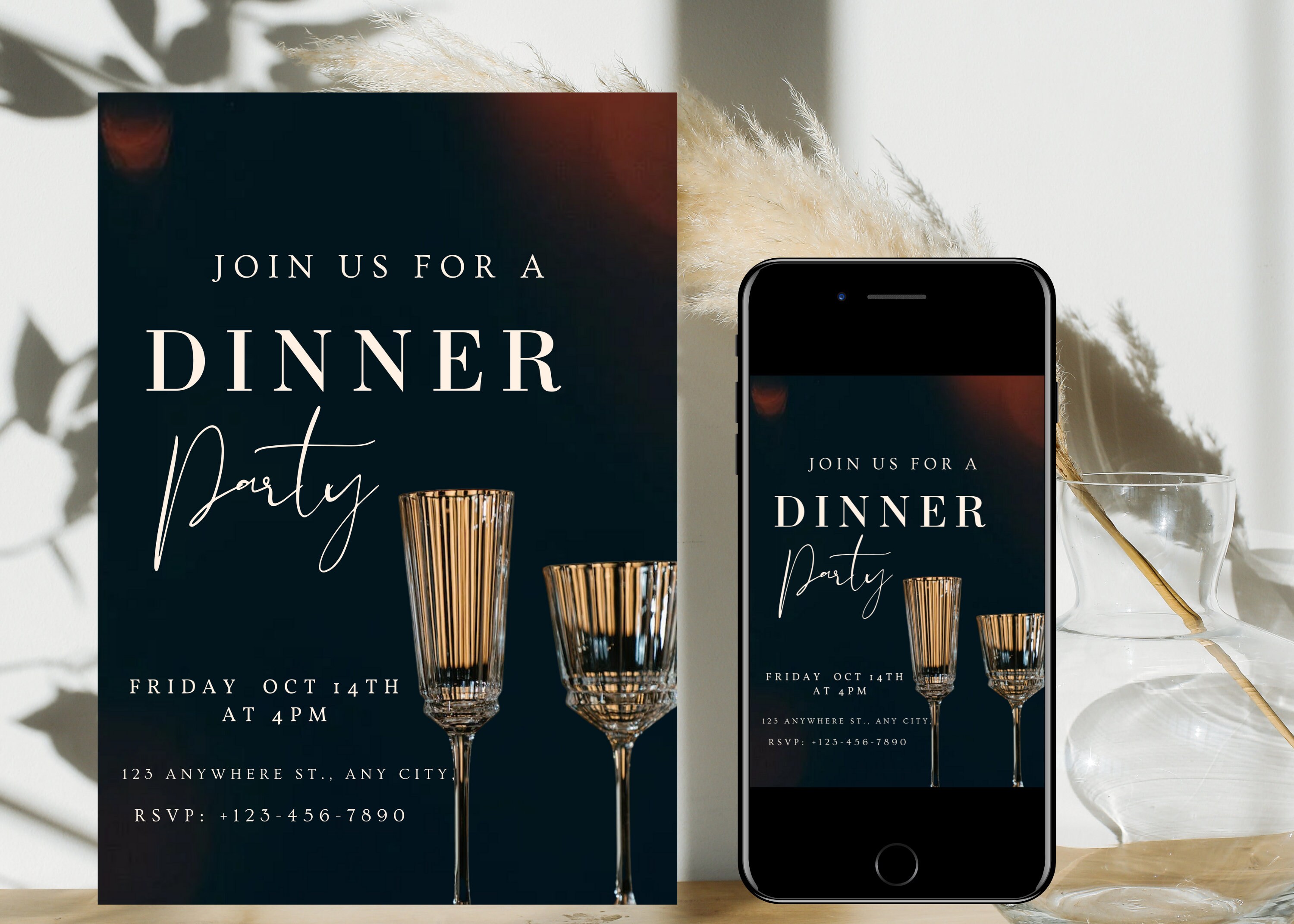Dinner Party Invitation, Elegant Dinner Party Invite, Dinner Party ...