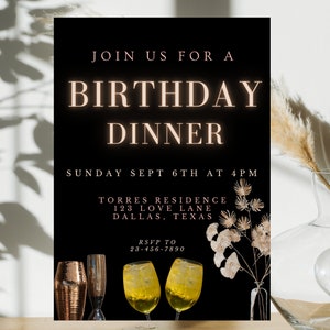 Birthday Dinner Invitation Birthday Dinner Invite Birthday - Etsy