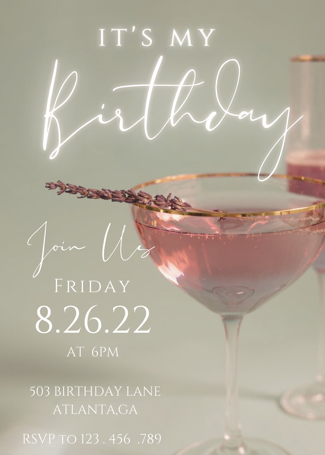 Birthday Dinner Invitation, Cocktail Birthday Invitation, Dinner Party ...