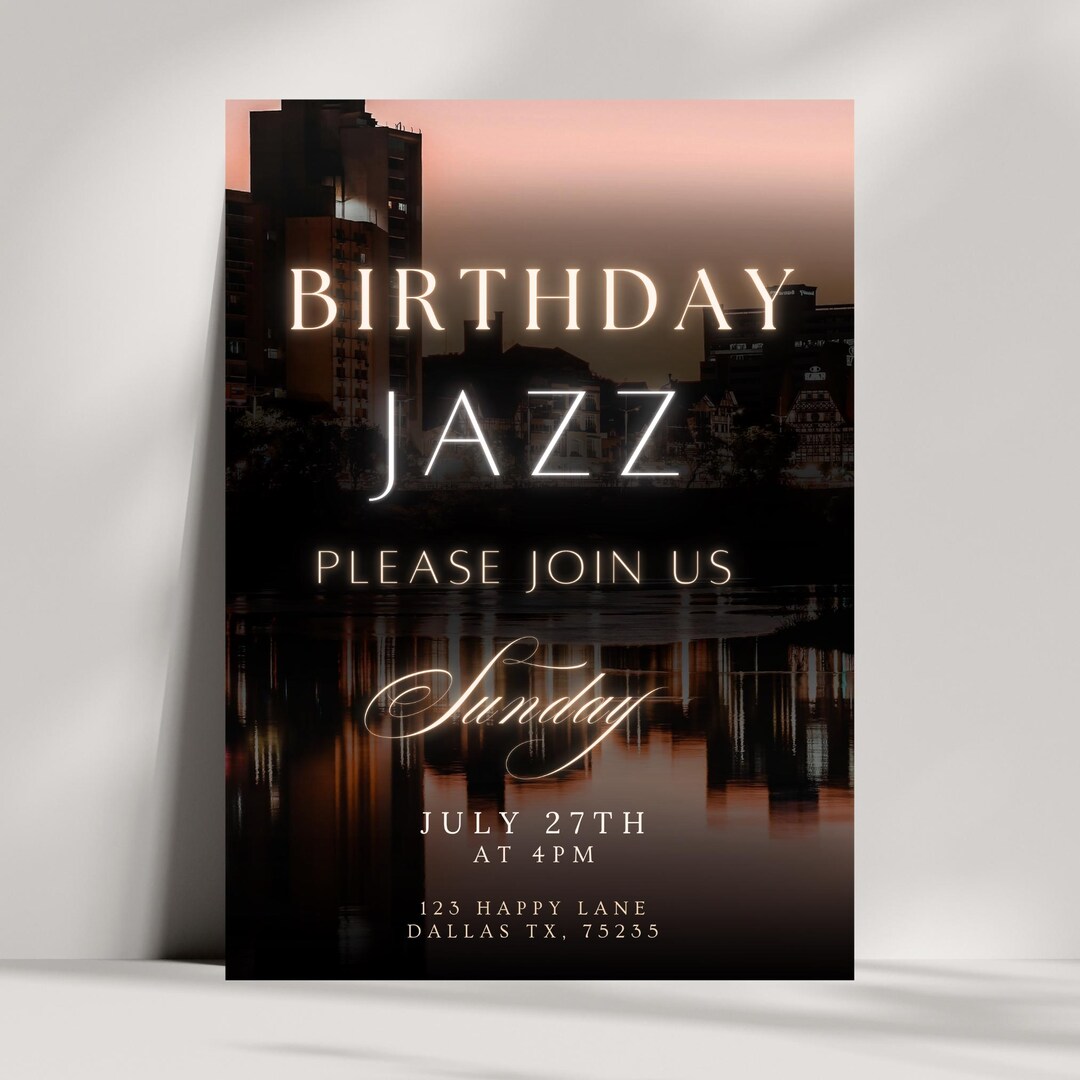 Jazz Birthday Invitation: Editable Dinner Party Flyer (digital Download ...