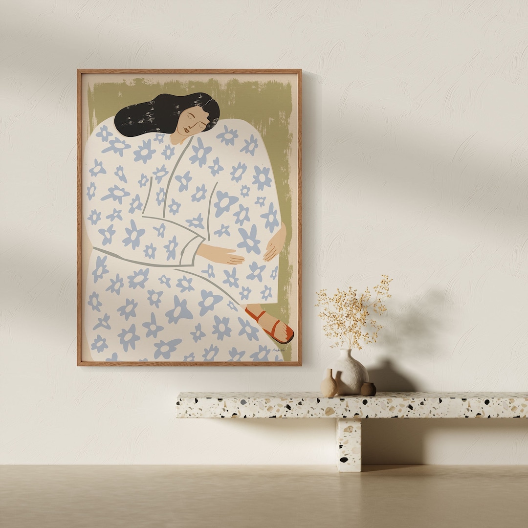 Sleeping Woman Art Print: Mid-century Modern Minimalist Decor (digital ...