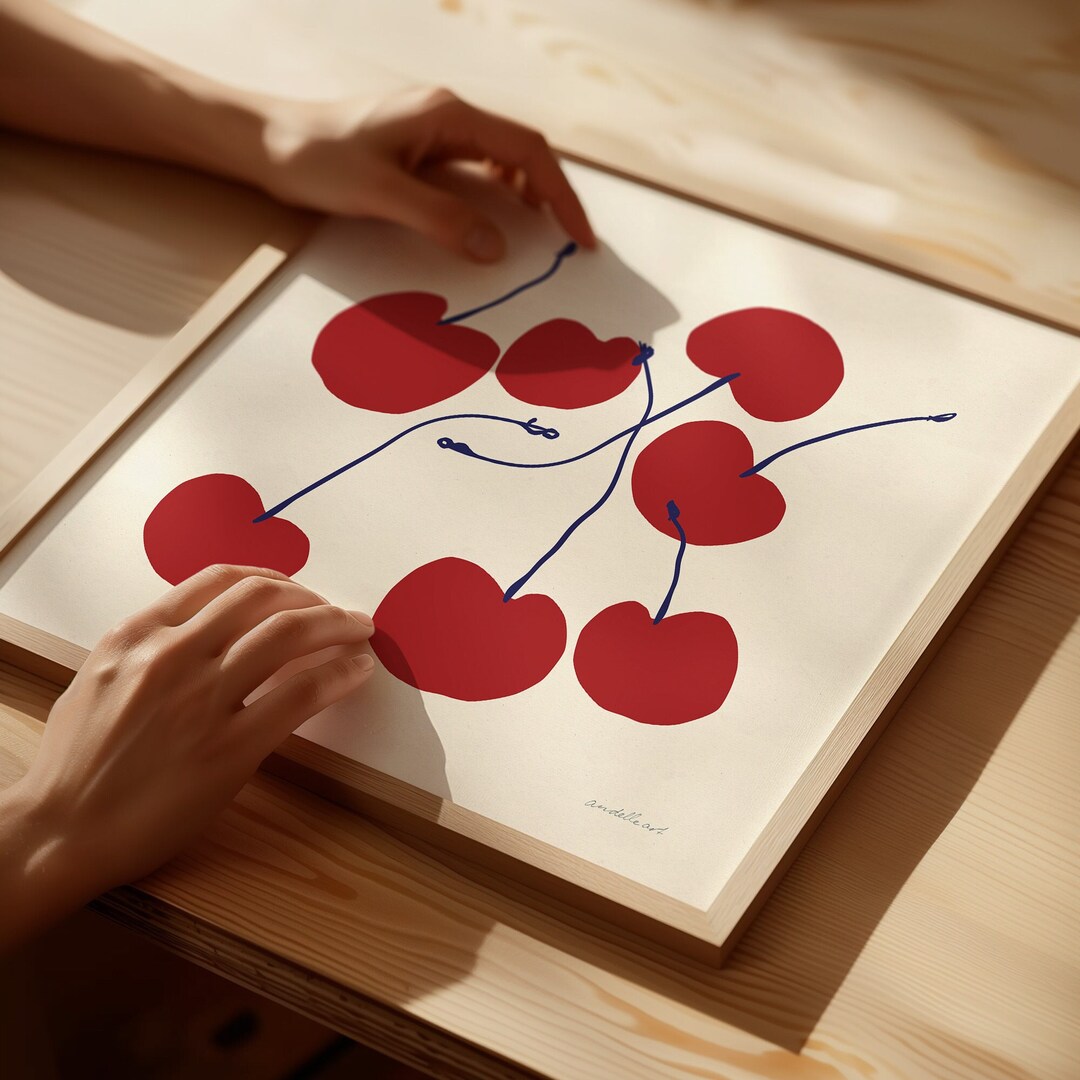 Cherries Poster Fruit Market Print Abstract Wall Art Botanical Prints ...