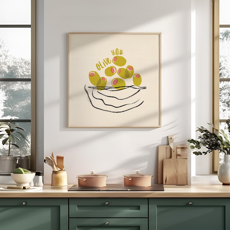 Kitchen Wall Art Food Poster Cute Olive Print Pop Art Instant Download ...