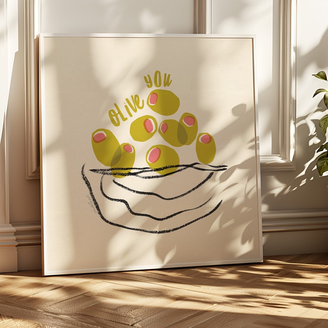 Kitchen Wall Art Food Poster Cute Olive Print Pop Art Instant Download ...