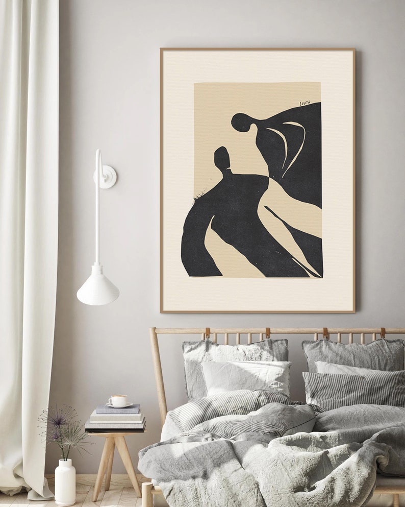 Couple Line Drawing Minimalist Line Art Bedroom Wall Art - Etsy