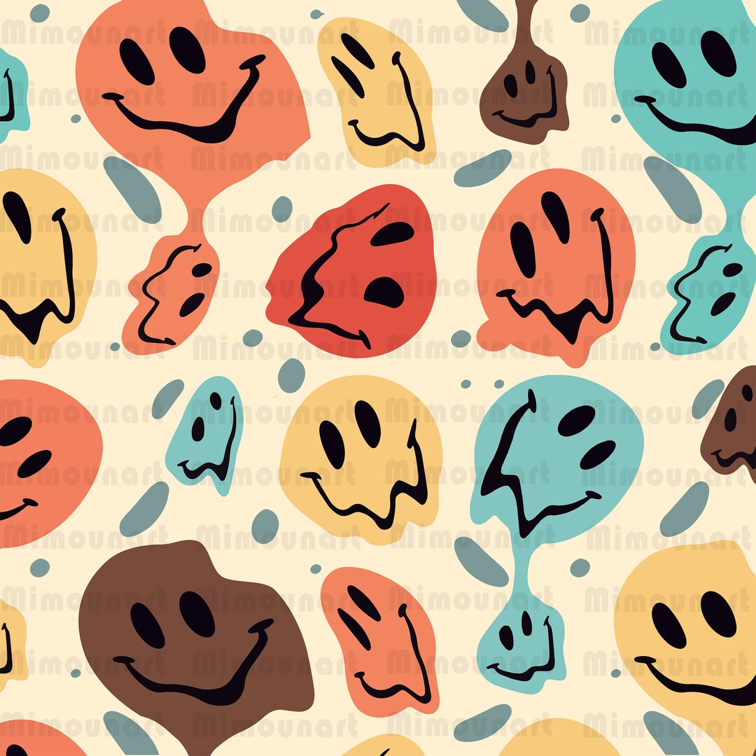 Retro Groovy Faces Png Boho Hippie Clipart Retro Smiley Face - Etsy