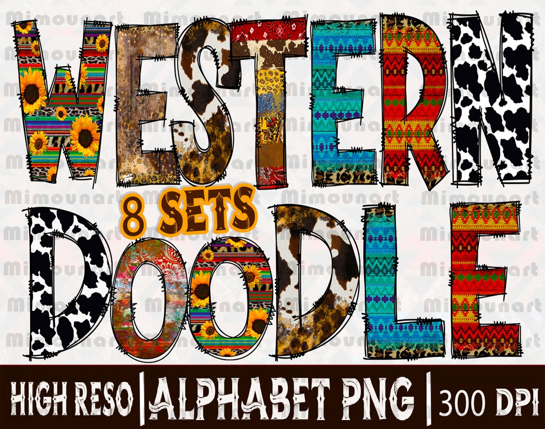 Western Alphabet PNG, Western Png, Doodle Font, Western Letters, Doodle ...