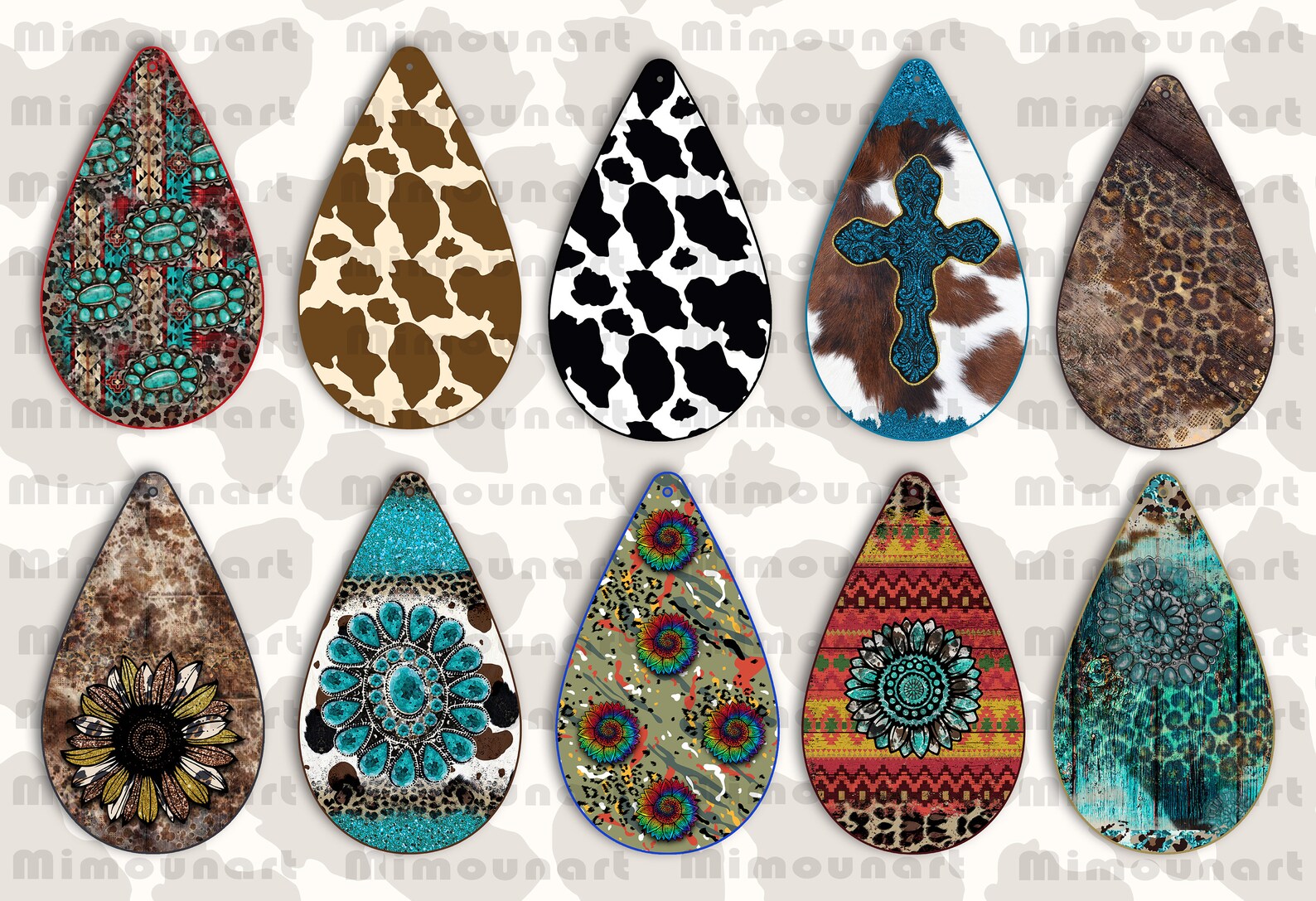 Western Earrings PNG Bundle Western Teardrop PNG Earring - Etsy