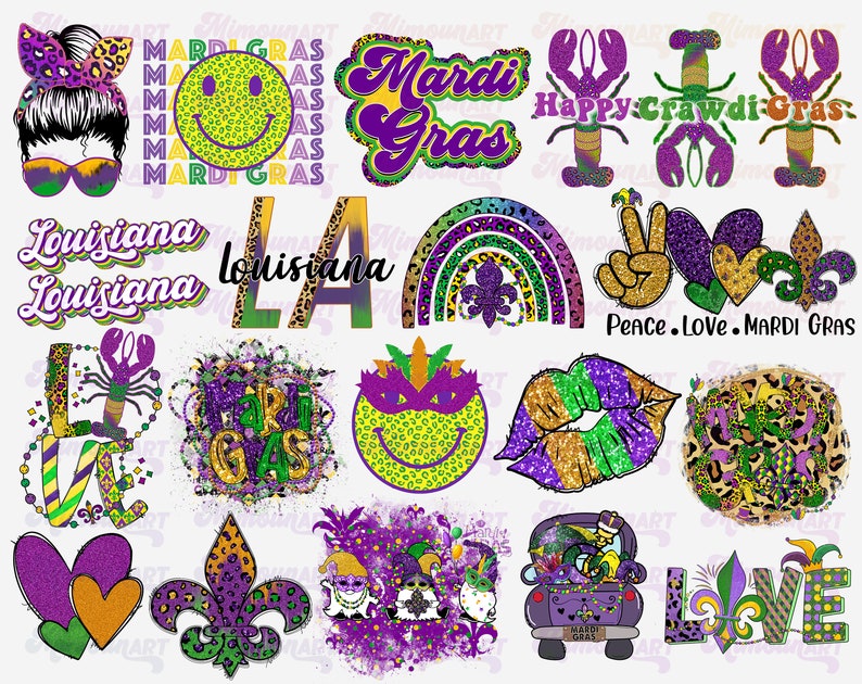 Mardi Gras Png Bundle Fat Tuesday Fleur De Lis PNG Leopard - Etsy