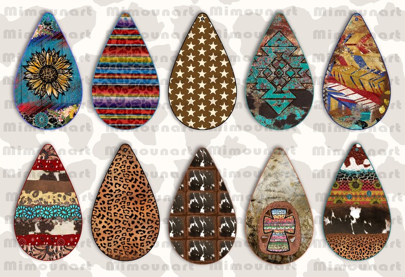 Western Earrings PNG Bundle Western Teardrop PNG Earring - Etsy