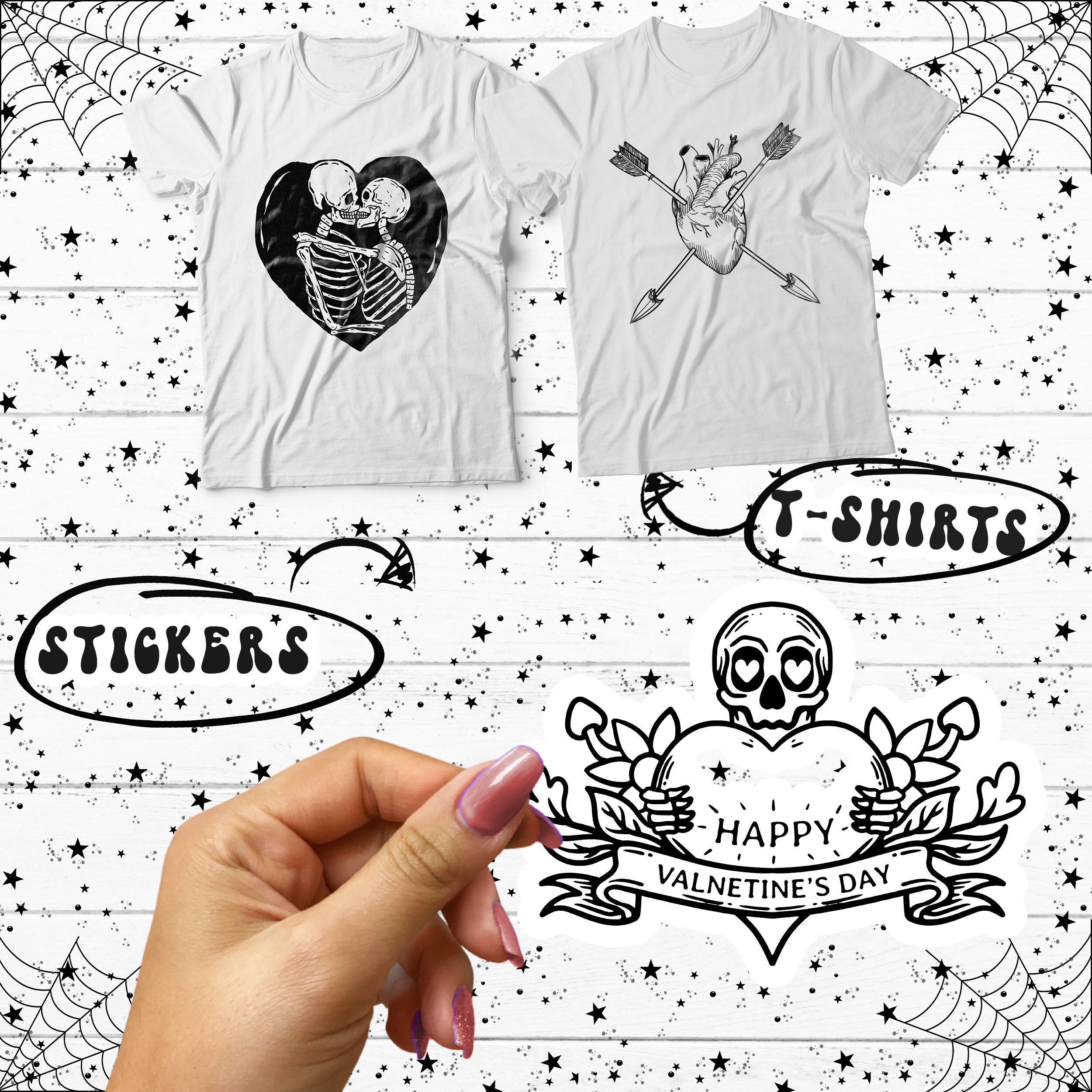 Spooky Valentine Lineart Clipart Bundle Gothic Valentine PNG - Etsy