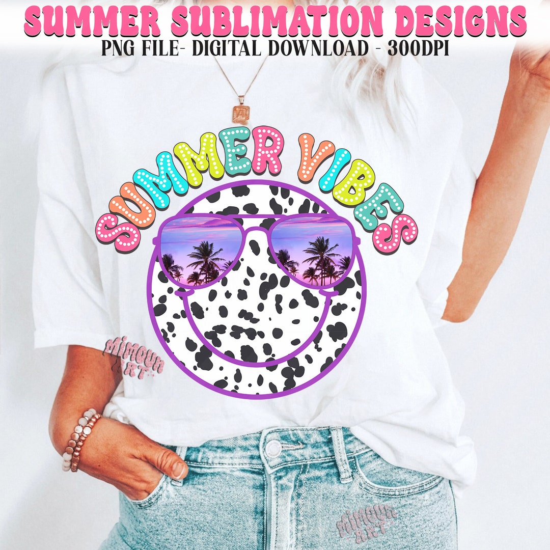 Summer Vibes Dalmatian Dots Png, Smiley Face PNG, Digital Download Png ...