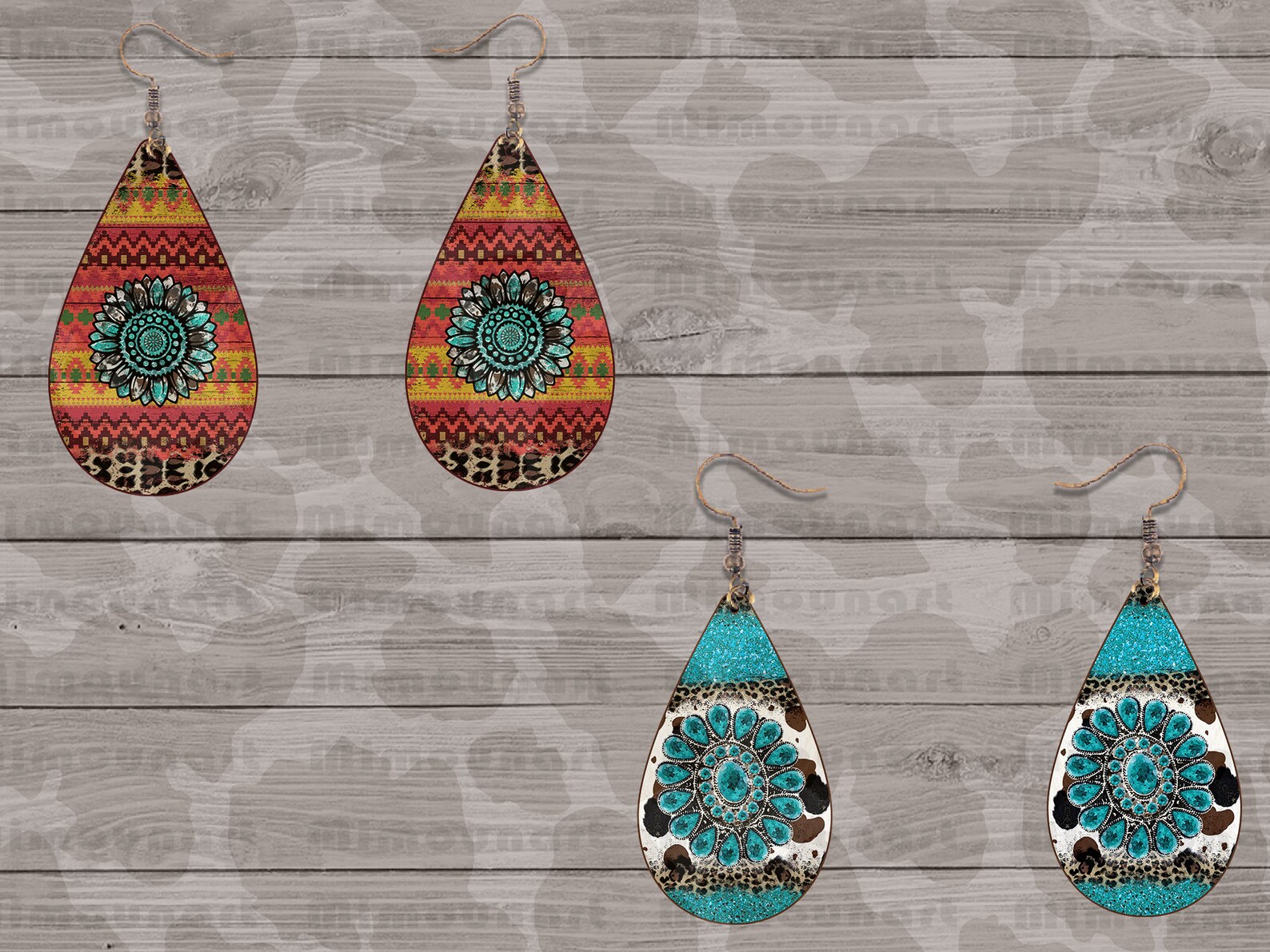Western Earrings PNG Bundle Western Teardrop PNG Earring - Etsy