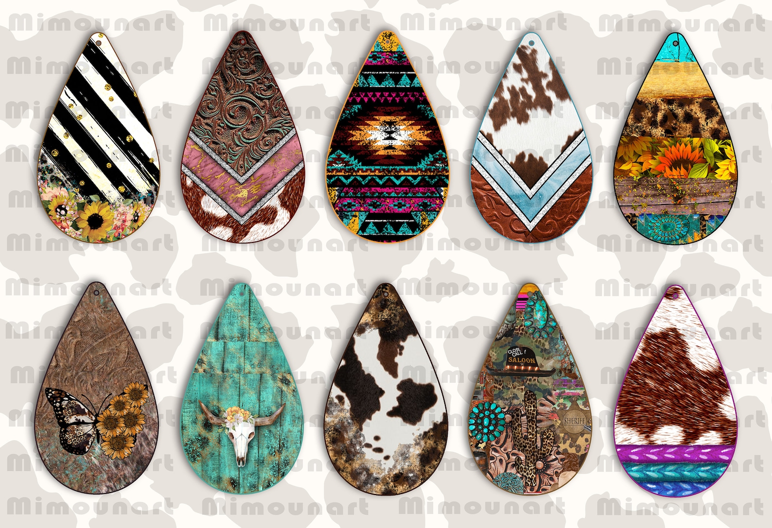 Western Earrings PNG Bundle Western Teardrop PNG Earring - Etsy