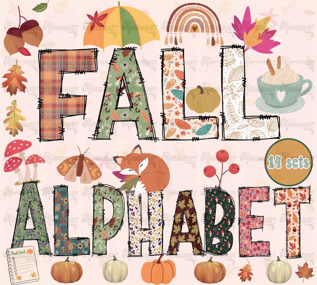 Fall Alphabet Png Fall Doodle Fall Autumn Fall Alphabet - Etsy