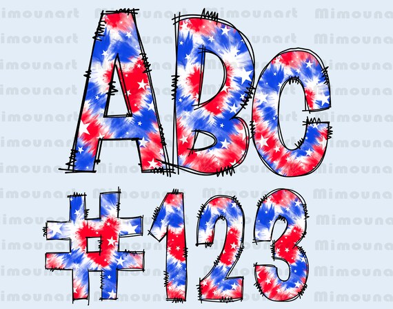 4th of July Alphabet Png 4th of July Doodle USA Alphabet - Etsy