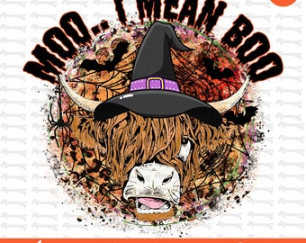 Halloween Highland Longhorn Cow Moo I Mean BOO Cute Cow - Etsy