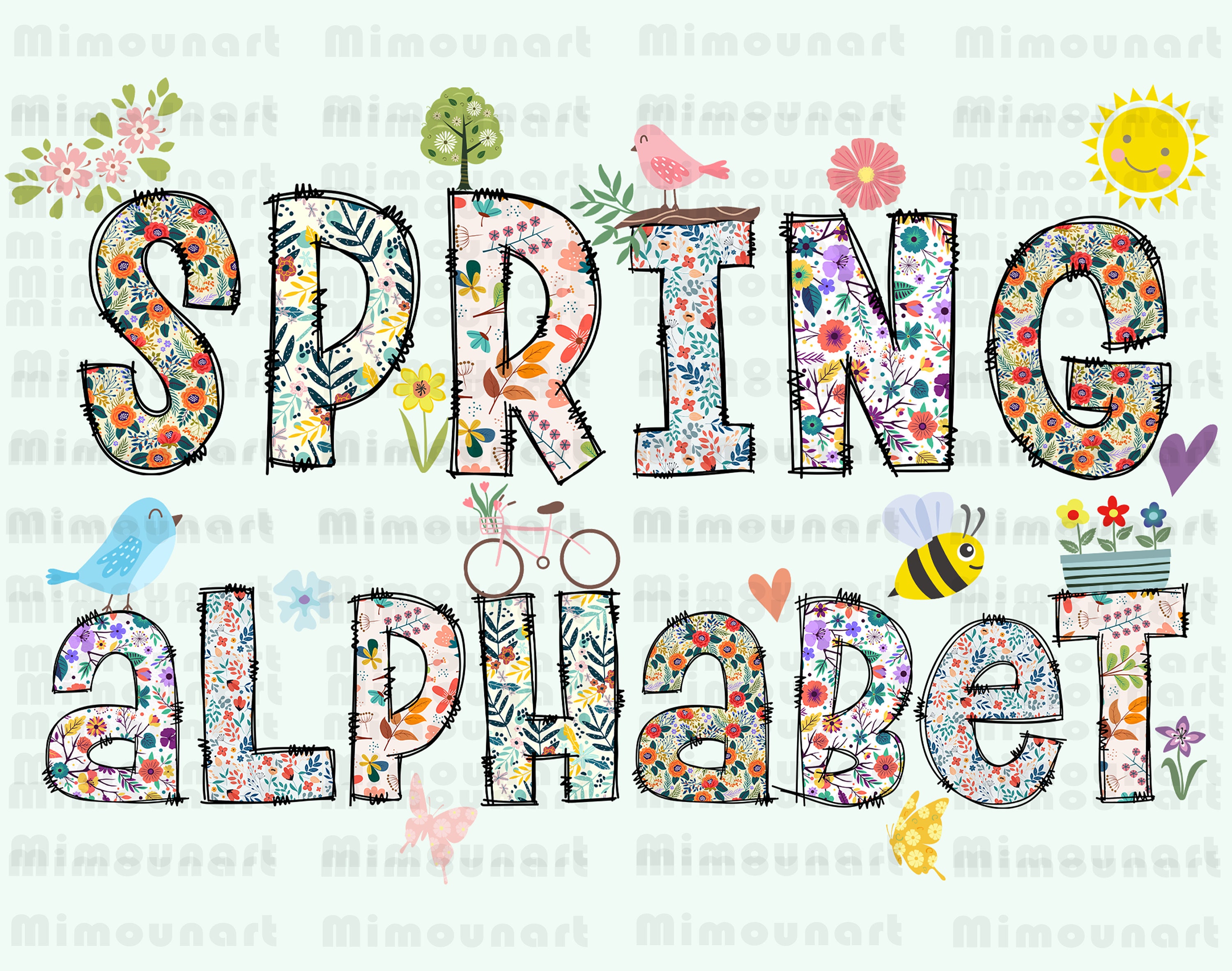 Spring Letters Png Floral Alphabet PNG Letters and Numbers - Etsy