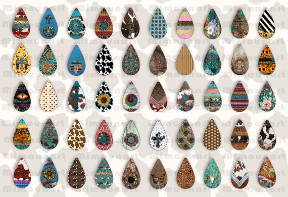Western Earrings PNG Bundle Western Teardrop PNG Earring - Etsy