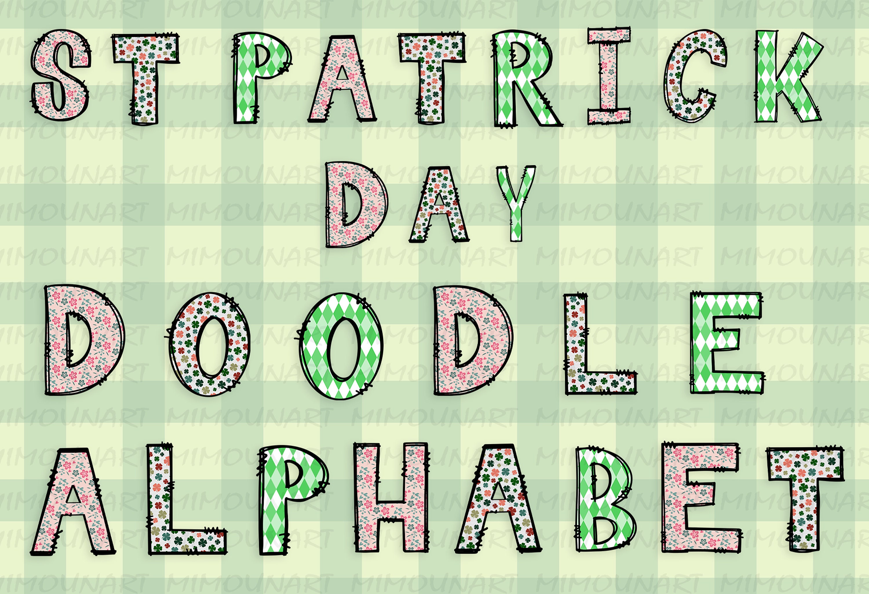 St Patricks Day Doodle Alphabet PNG St Patrick Letters & - Etsy