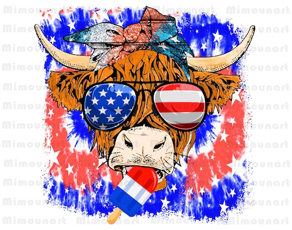 4th of July Highland Cow Png 4th of July Cow Png 4th of - Etsy