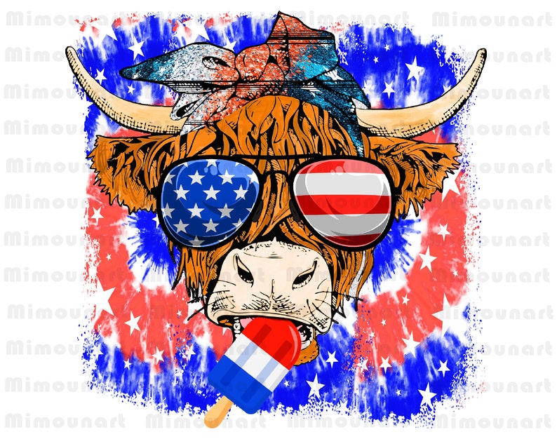 4th of July Highland Cow Png 4th of July Cow Png 4th of - Etsy